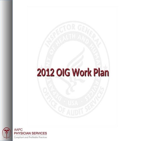 The 2012 Office of Inspector General Workplan | PPT