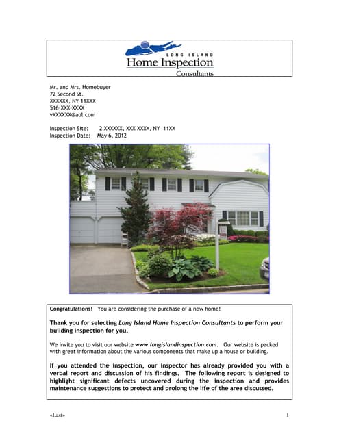House Inspection Report | DOCX | Indoor Environmental Quality | Home ...