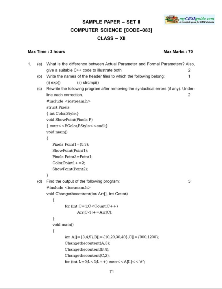 computer science sample papers 1