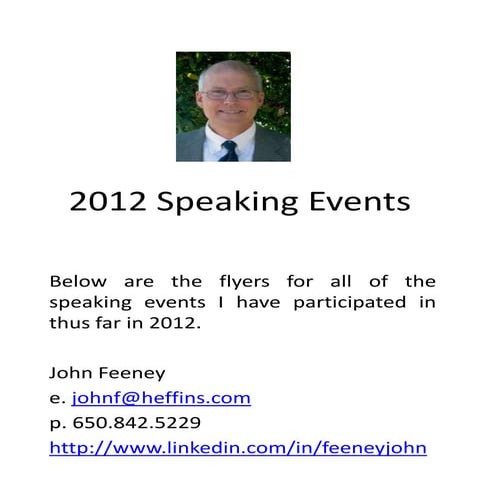 2012 Speaking Events | PPTX