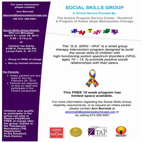 Social Skills Group Flyer - The Autism Program Service Center ...