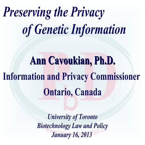 Preserving the Privacy of Genetic Information | PPT