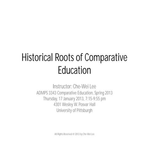 Historical Roots of Comparative Education | PDF