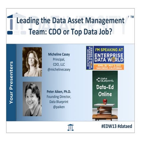 Enterprise Data Webinar World Series: Leading the Data Asset Management ...