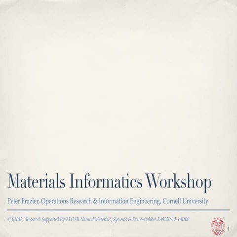 Materials Informatics Workshop | PDF