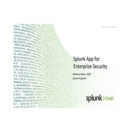 SplunkLive! Hamburg / München Enterprise Security 2.4 | PPT