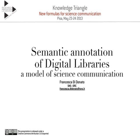 Semantic Annotation Of Digital Libraries A Model For Science Communication Ppt