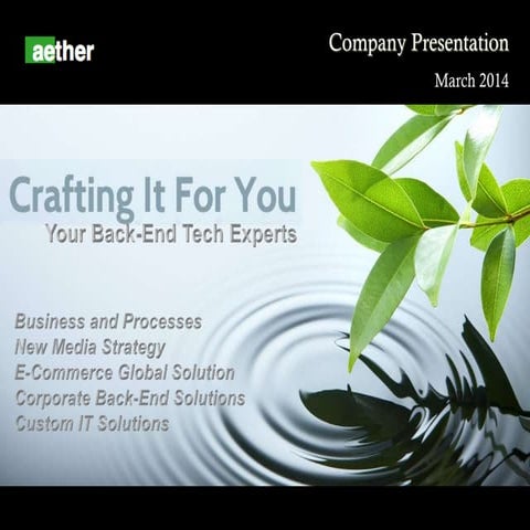 Aether Consulting: Corporate Presentation, Strategy and IT Custom ...