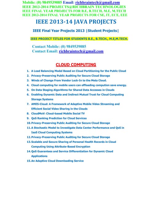 2013 2014 Ieee Java Projects Richbraintechnologies Pdf 3722