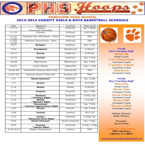 2013 2014 Varsity Basketball schedule | PDF
