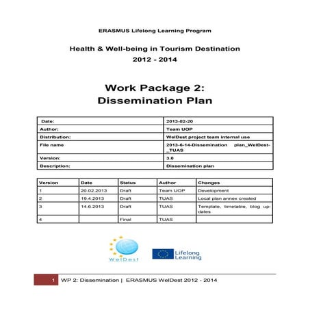WelDest Dissemination Plan 2012 - 2014 | PDF | Computer Software and ...