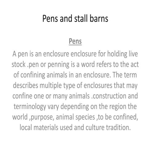 (pens and stall barns) in dairy building | PPTX