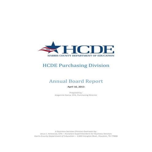 2013 Annual Board Report - Purchasing | PDF