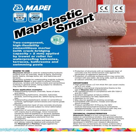 Technical Data Sheet of Mapelastic Smart by Mapei | PDF