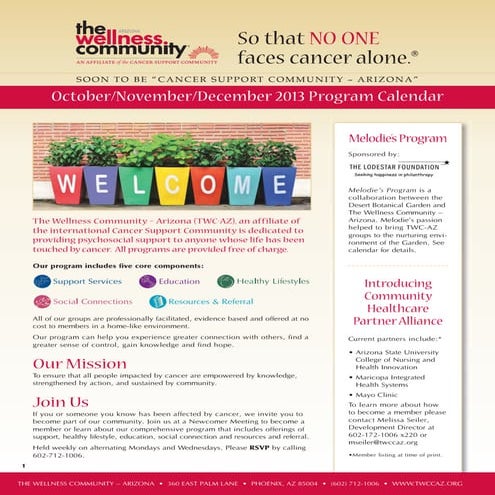October, November and December - The Wellness Community - Arizona ...