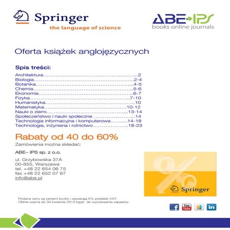 Springer books | up to 60% | PDF