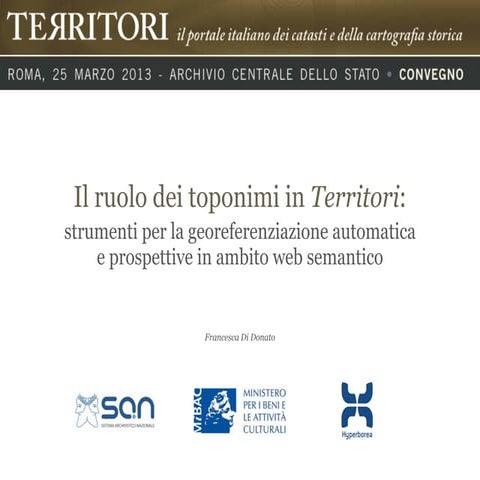 Il ruolo dei toponimi in Territori | PPT