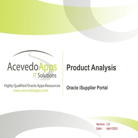 Product Analysis Oracle Isupplier Portal Oracle E Business Suite Pdf