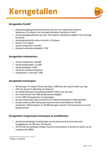 PostNL Retailnetwerk – Factsheet | PDF
