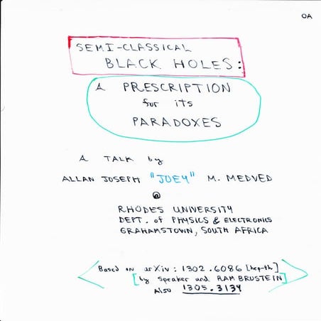 WITS (University of the Witwatersrand) Node Seminar: Dr Joey Medved ...