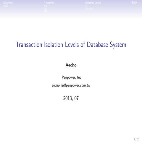 2013 07 Transaction Isolation Level | PDF