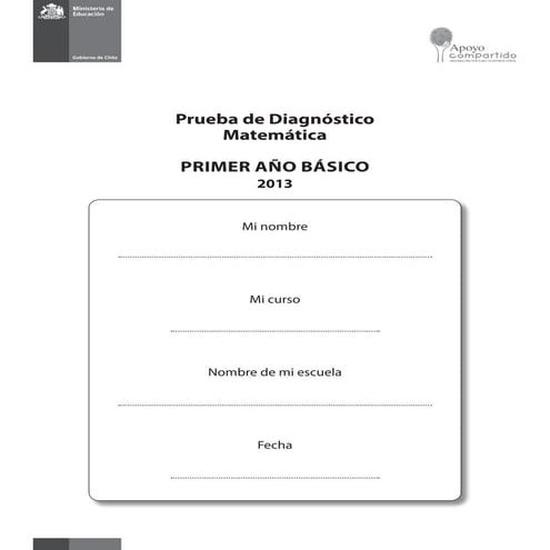 Prueba de 1 grado matematica | PDF