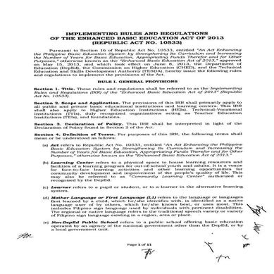 20130904 irr-ra-10533-bsa k to 12 2013 | PDF