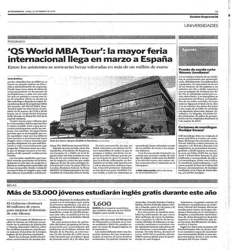 "QS World MBA Tour": la mayor feria internacional llega en marzo a España | PDF