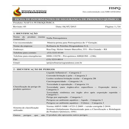 Ficha de Informação de Segurança de Produto Químico WHITE LUB SUPER ...