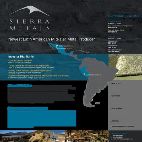 Sierra Metals Fact Sheet | PDF