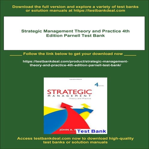 Strategic Management Theory and Practice 4th Edition Parnell Test Bank ...