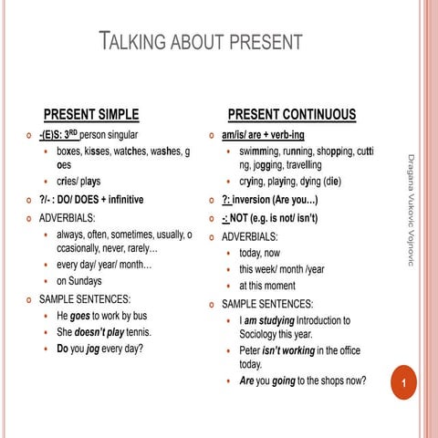 EFT A1 Talking about present | PPTX | Fitness and Exercise | Healthy Living