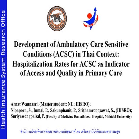 Development of ACSC list as indicator of access and quality in primary ...