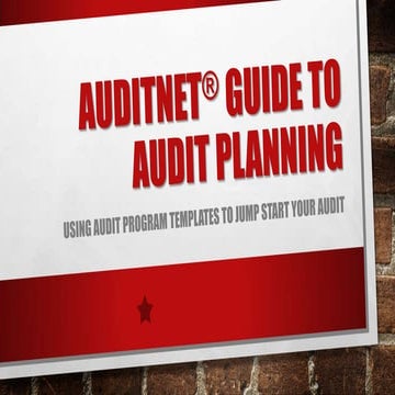 2013 audit net guide to audit planning | PPT