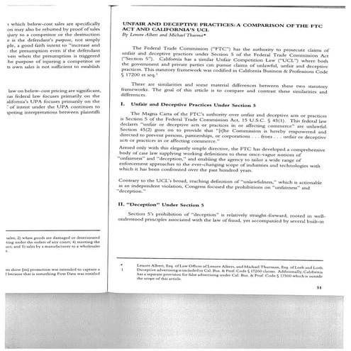 Unfair and Deceptive Practices: A Comparison of the FTC Act and ...