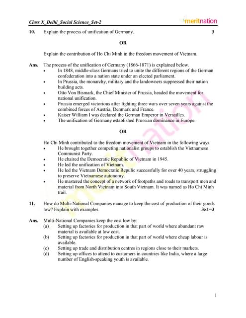 Class 10 Cbse Social Science Sample Paper Model 2 | PDF
