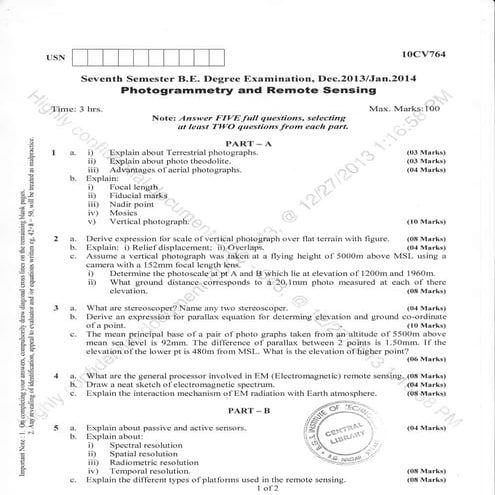 7th Semester Civil Engineering (2013-December) Question Papers | PDF