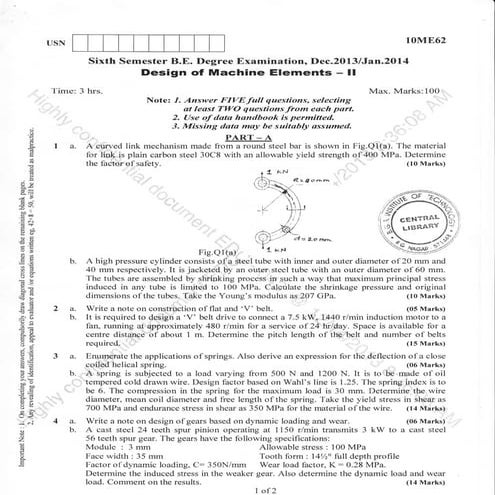 6th Semester Mechanical Engineering (2013-December) Question Papers | PDF