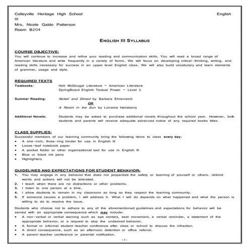 2013 english iii_syllabus | DOCX | Educational Assessment | Education