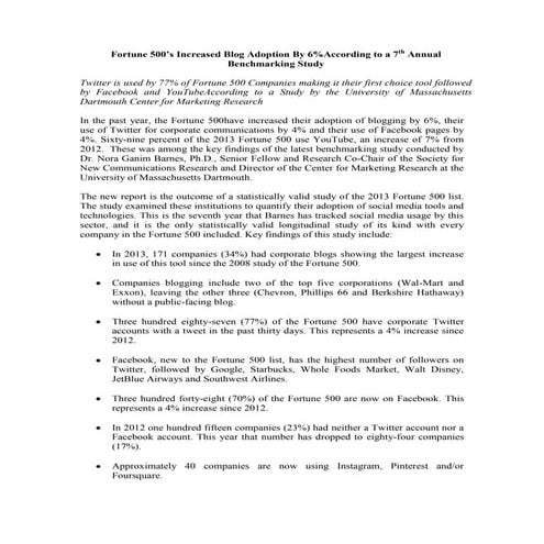 2013 Fortune 500 Study | DOCX