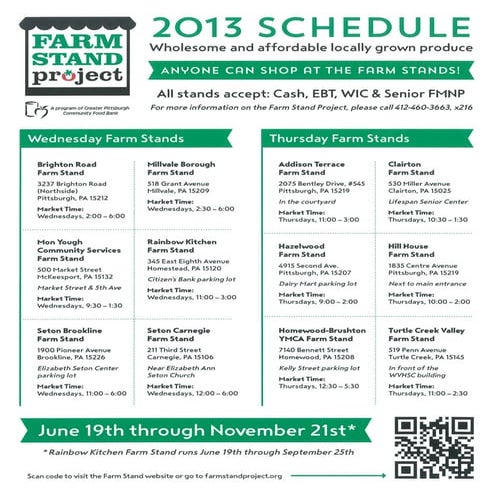 2013 Farm Stand Schedule | PDF