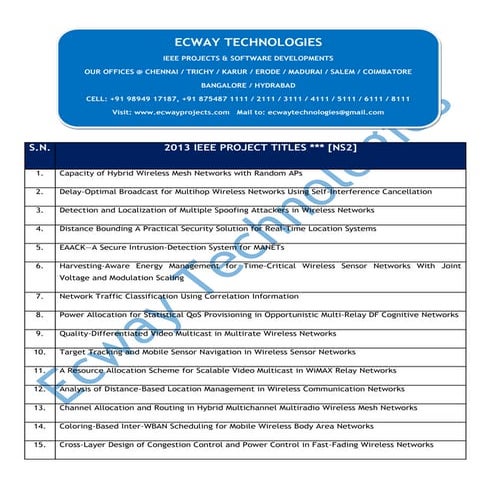 2013 ieee project ns2 titles | PDF