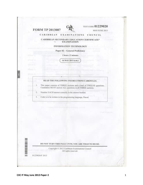 Csec technical drawing | PDF