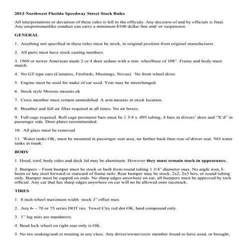 2013 nwflspdwy street stock rules | PDF
