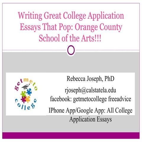 Writing Great College Application Essays That Pop!!! | PPT