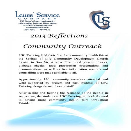 2013 Reflections - Community Outreach | PDF