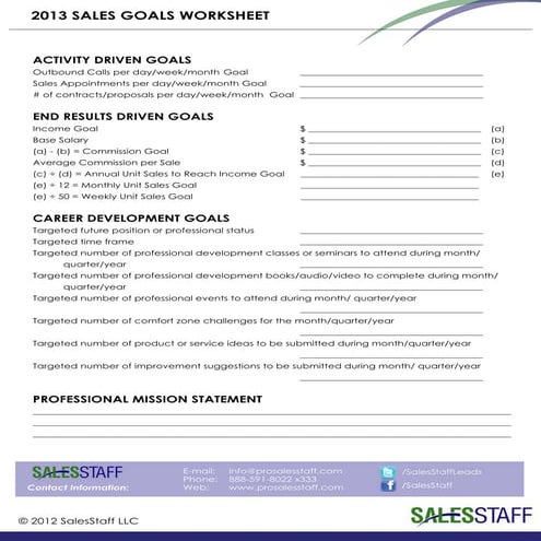 B2B Sales Goals Worksheet | PDF