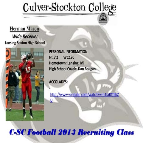 2013 Culver-Stockton Football Signing Class | PPSX