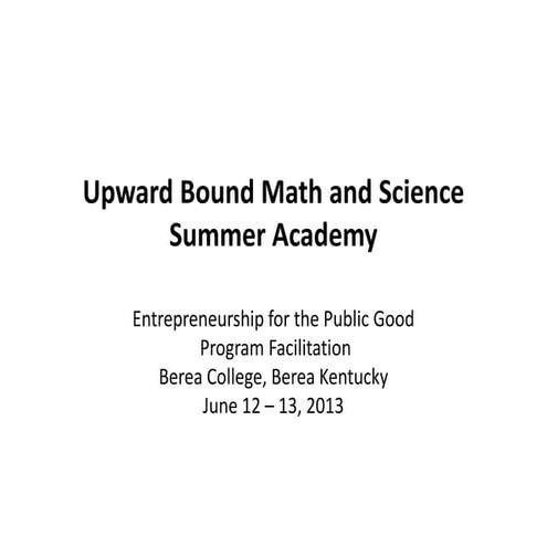 Upward Bound Math and Science Summer Academy | PDF