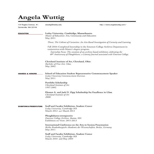 Angela Wuttig CV 2013 | PDF